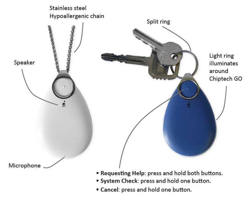 Chiptech GO Pendant with Medequip Connect 24hr Monitored Telecare ...
